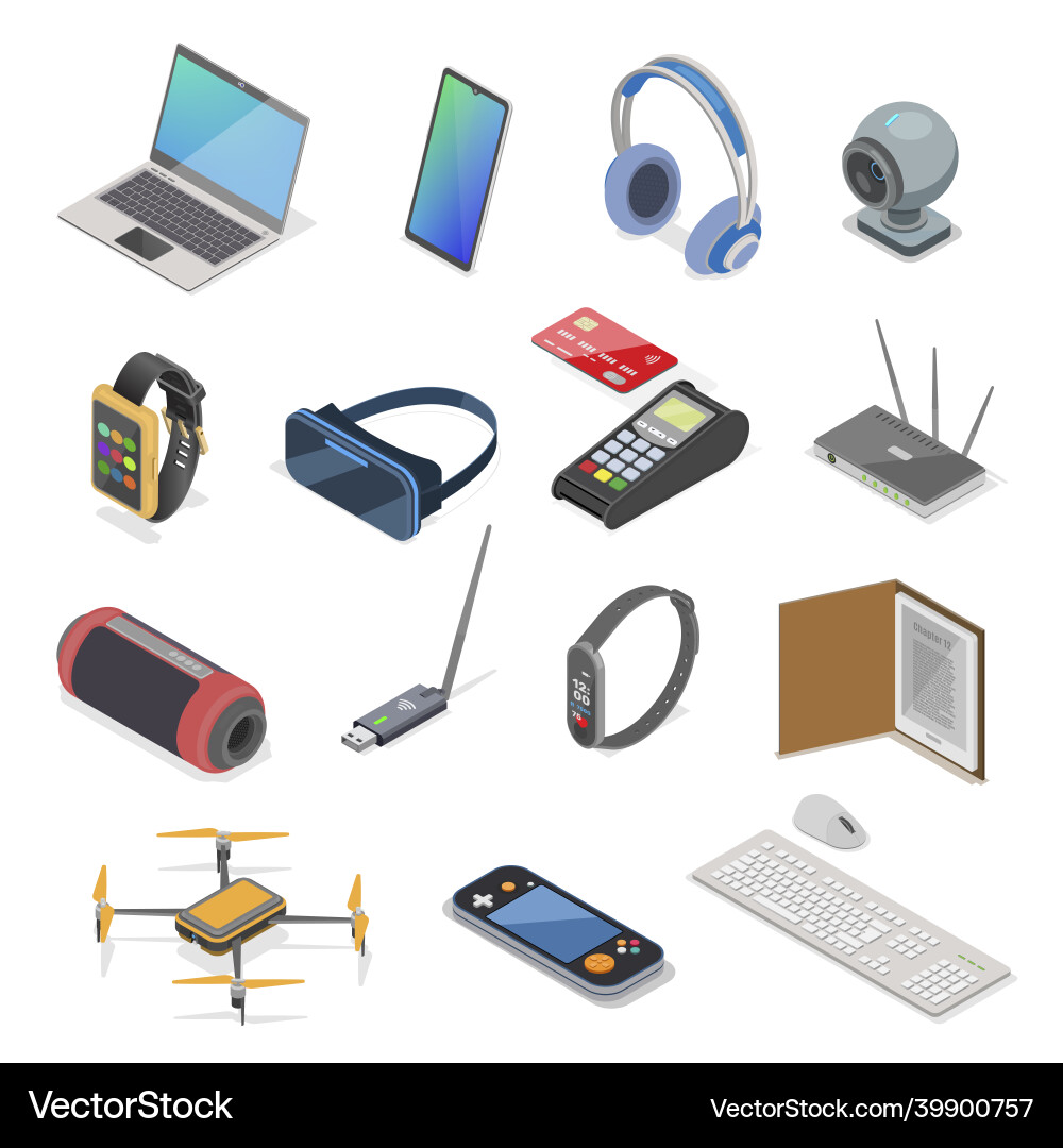Modern Electronic Gadget Set Royalty Free Vector Image