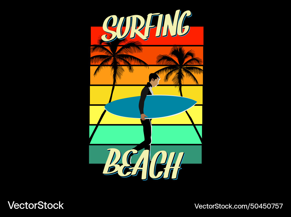 Surfing beach landscape design Royalty Free Vector Image