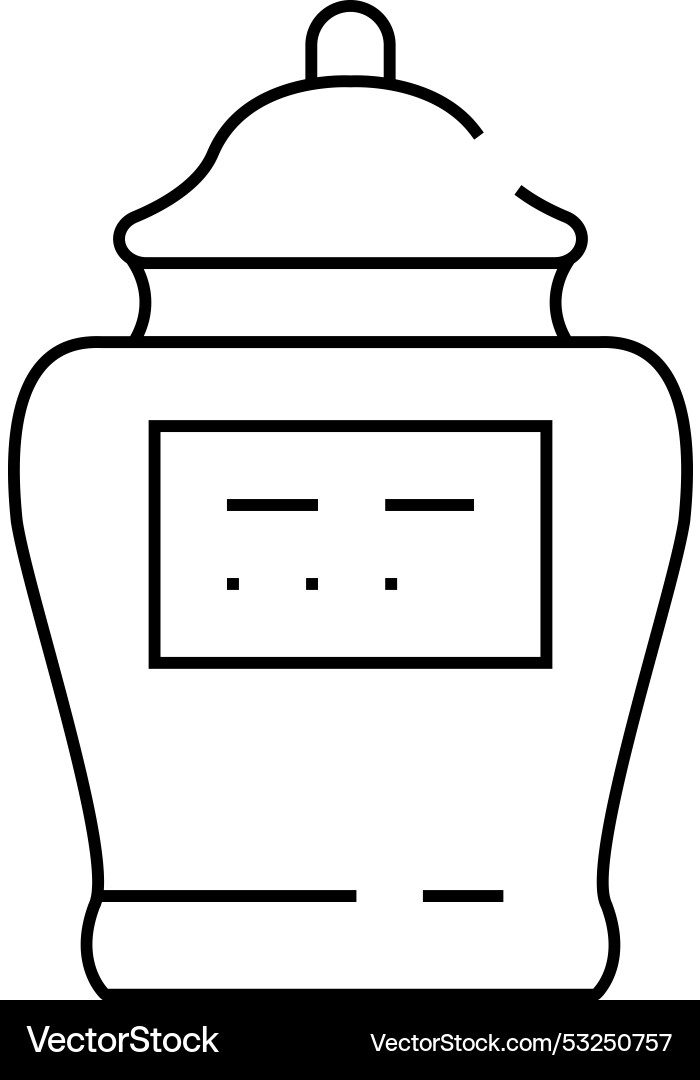 Urn with ashes of deceased line icon Royalty Free Vector
