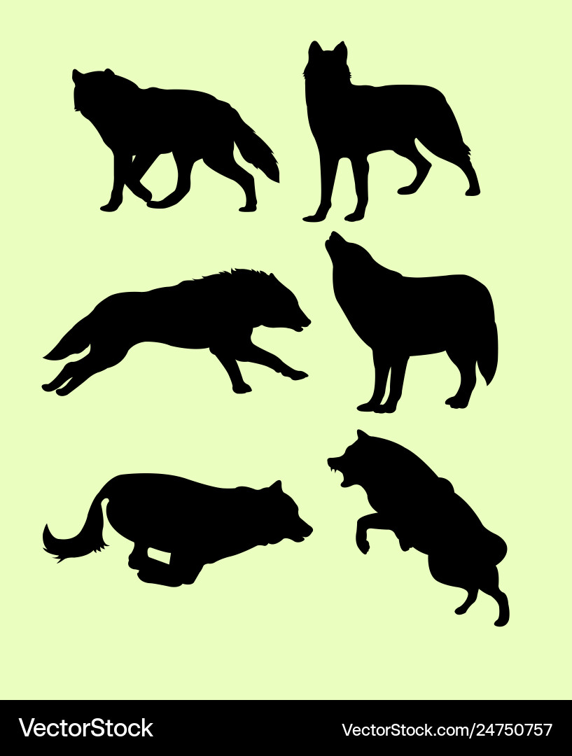 Wolves animal silhouette Royalty Free Vector Image