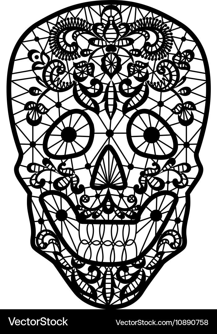 Black lace skull Royalty Free Vector Image - VectorStock