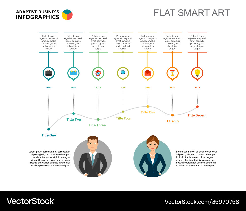 Business line chart slide template Royalty Free Vector Image