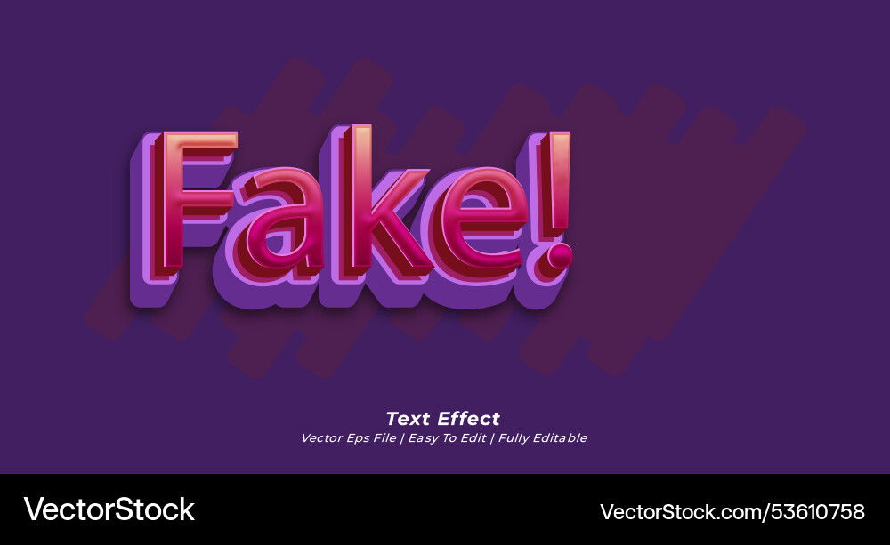 Fake bold text effect editable 3d style Royalty Free Vector