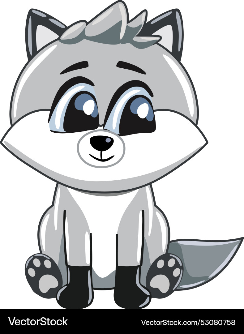 Gray wolf cartoon character on white background Vector Image