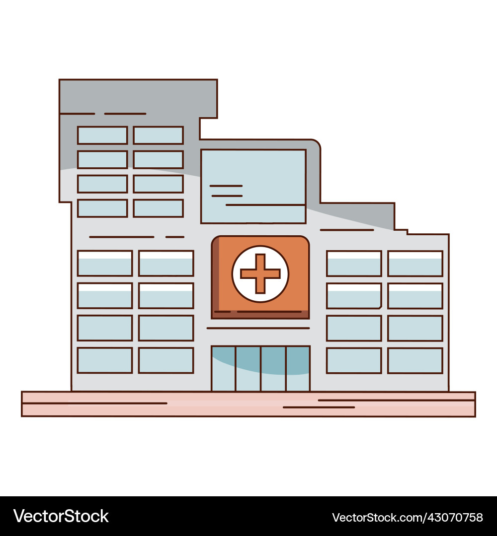 Hospital simple building drawn Royalty Free Vector Image