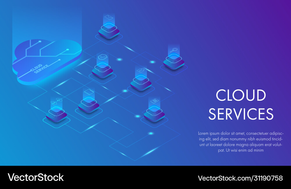 Isometric Cloud Technology Background Royalty Free Vector