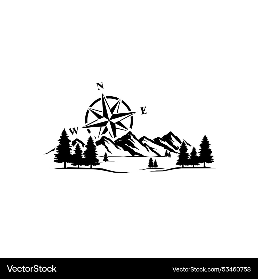 Mountain adventure compass sticker decoration rv Vector Image