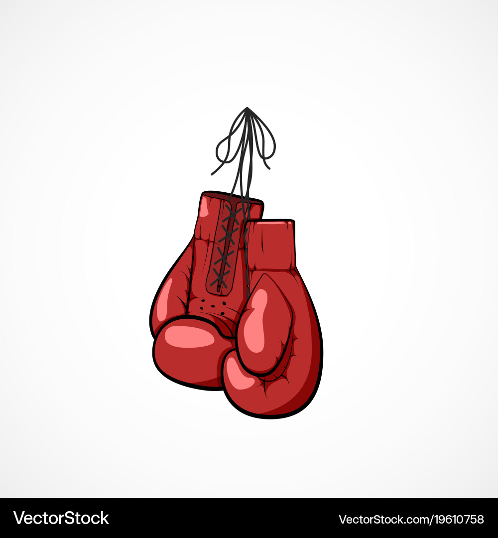 Pair of red hand drawn boxers glovers on a string Vector Image