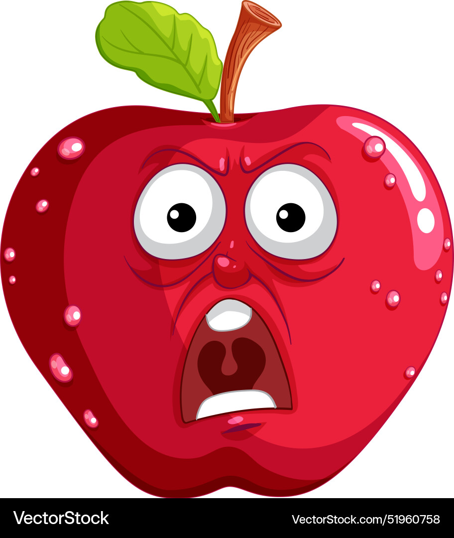 Red apple with an angry facial expression Vector Image