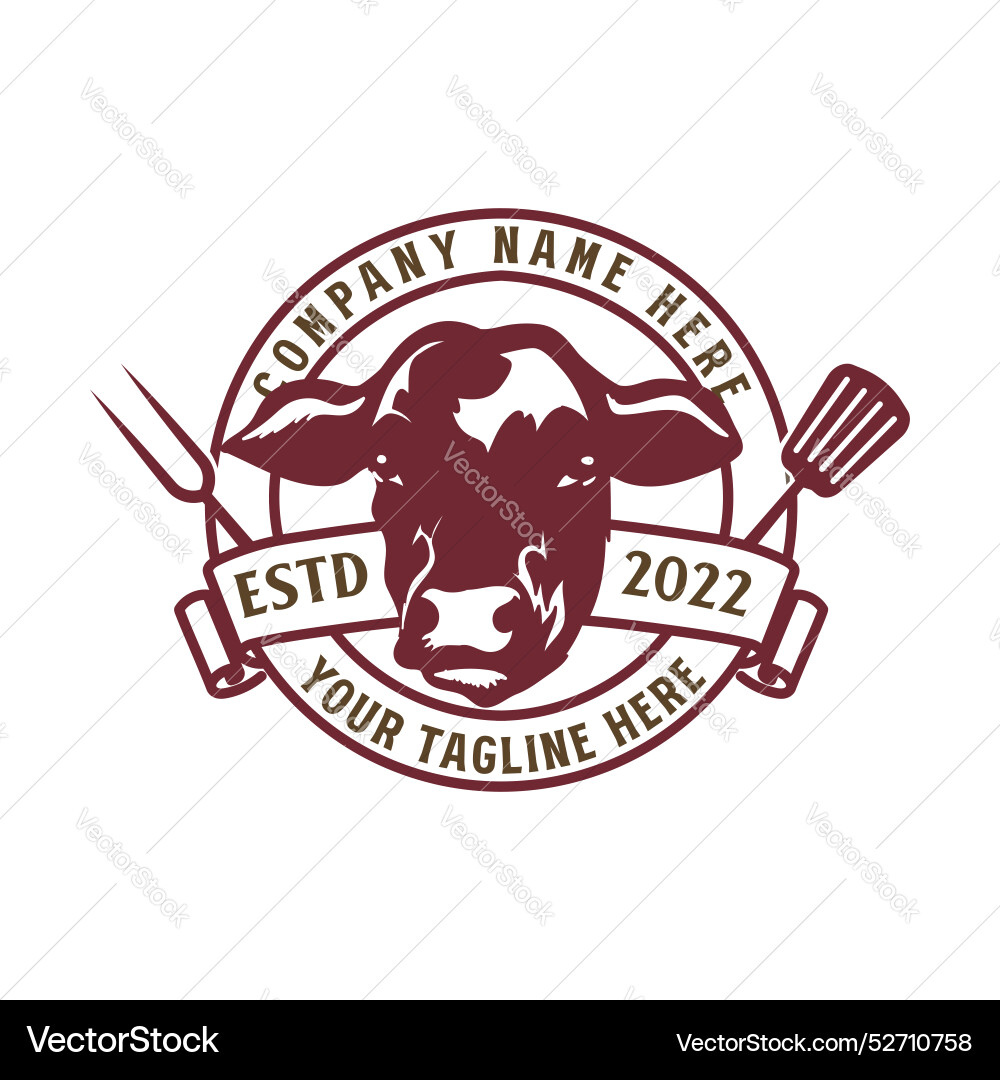 Retro vintage farm cattle angus head Royalty Free Vector