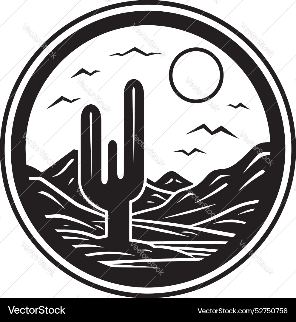 Solitude mirage minimalist desert landscape icon Vector Image