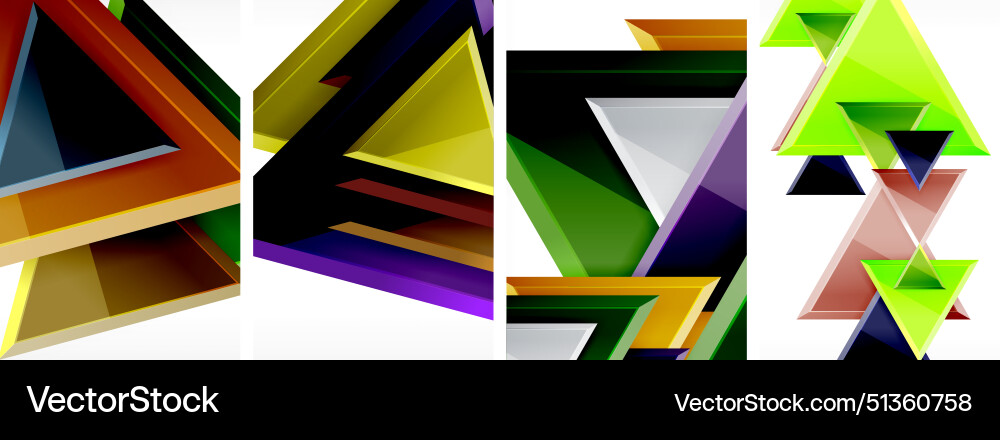 Triangle composition poster background set Vector Image