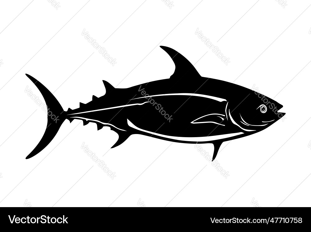 Tuna silhouette isolated on white background Vector Image