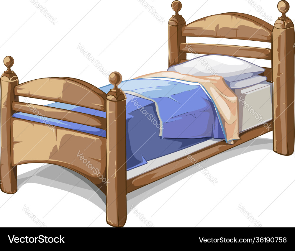 Wood bed in cartoon style Royalty Free Vector Image