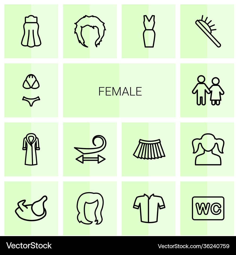 14 female icons Royalty Free Vector Image - VectorStock