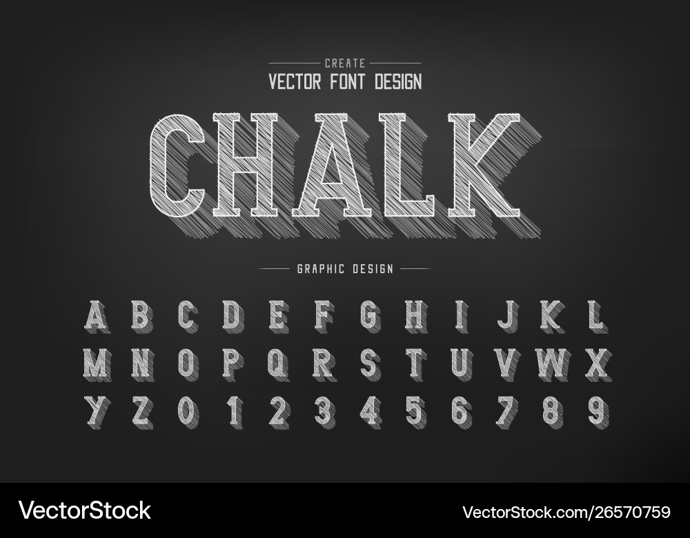 Chalk shadow font and alphabet pencil sketch Vector Image