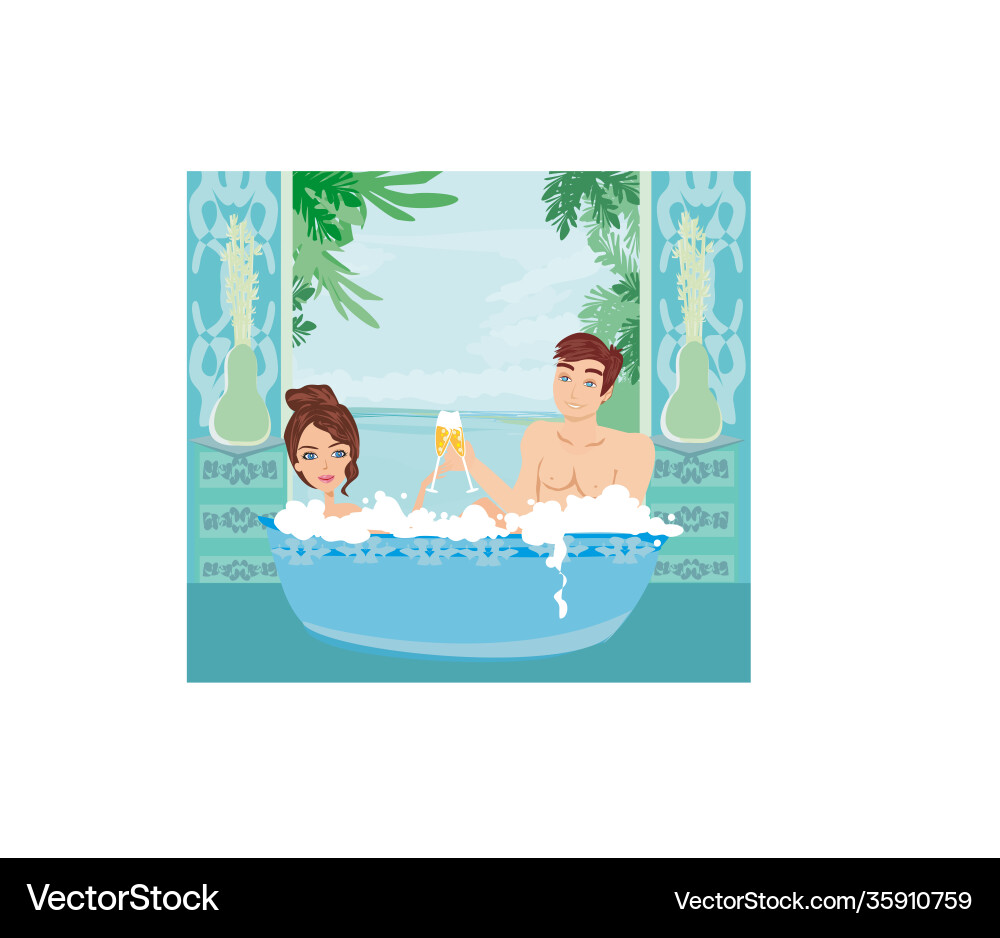 Couple at an elegant tropical spa Royalty Free Vector Image