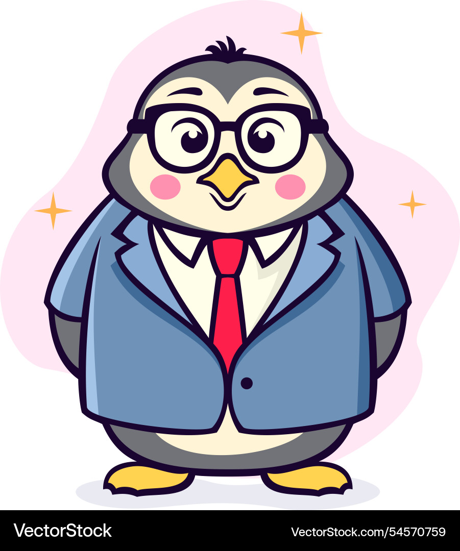 Cute penguin wearing office uniform cartoon Vector Image