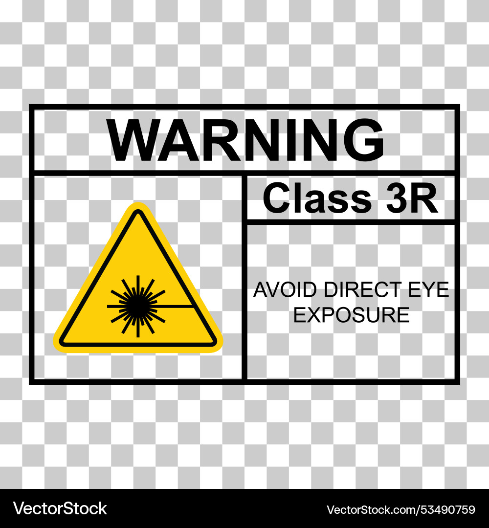Laser radiation danger class 3r label icon safety Vector Image
