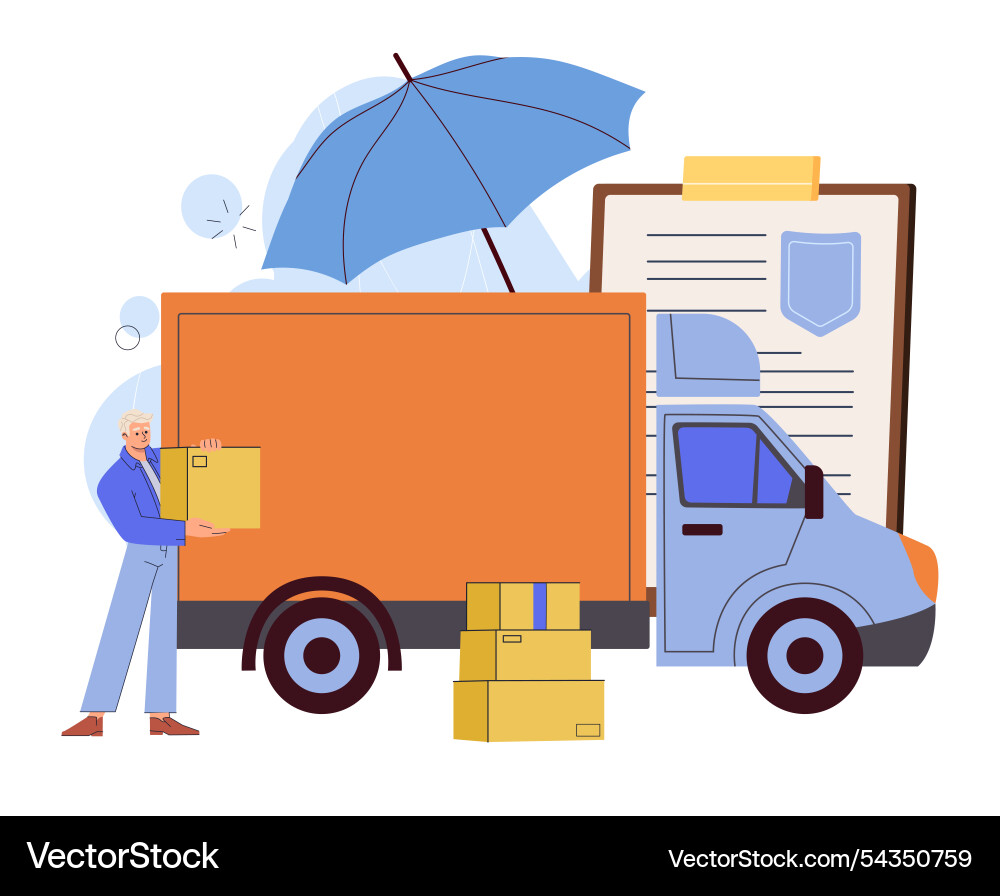 Man with product insurance young guy boxes Vector Image