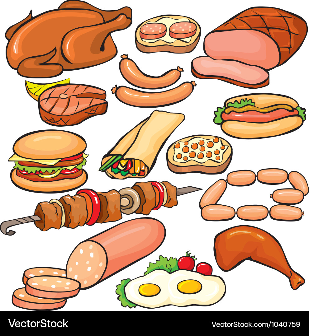 Meat products icon set Royalty Free Vector Image