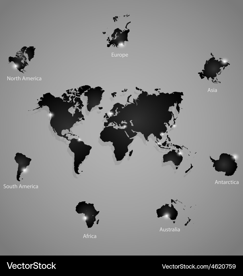 Modern globes and world map Royalty Free Vector Image