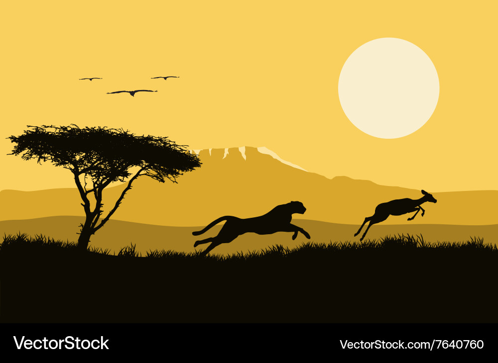 Africa wild life hunting Royalty Free Vector Image