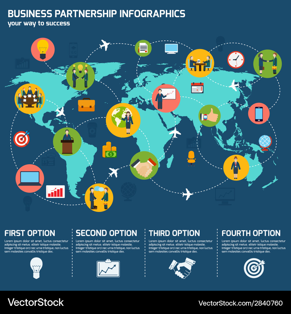 Business partnership infographics Royalty Free Vector Image