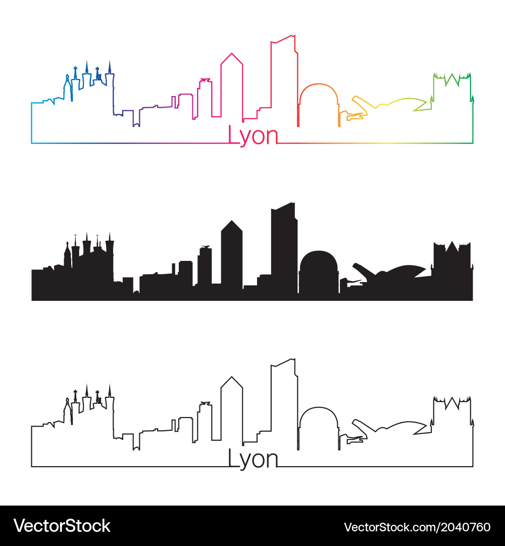 Colorful Lyon Skyline Silhouette Royalty Free Vector Image