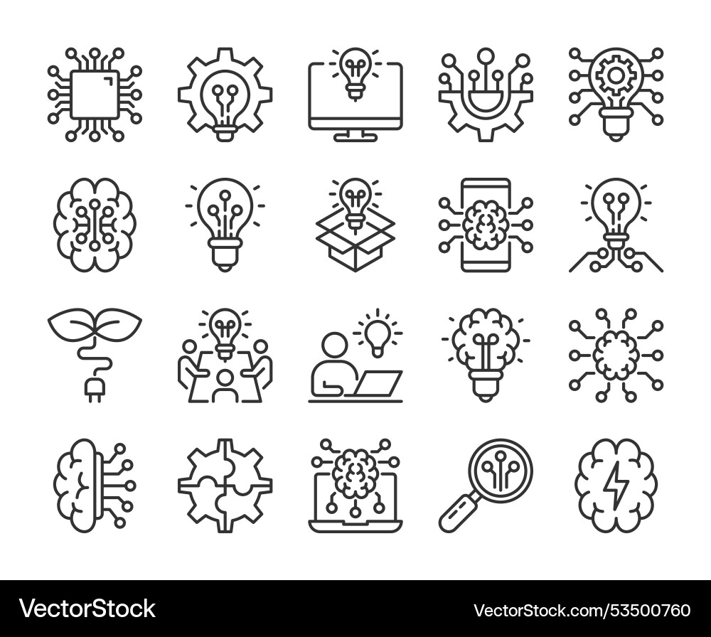 Innovation icons artificial intelligence line Vector Image