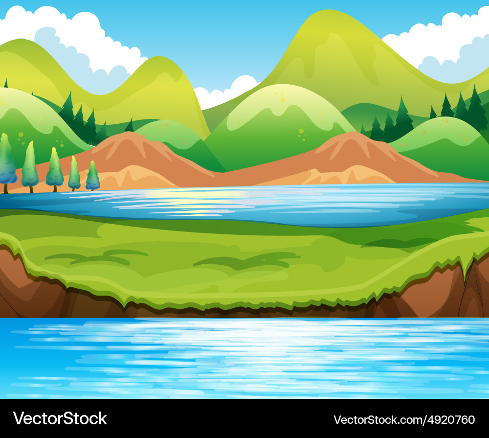 Lake scene Royalty Free Vector Image - VectorStock