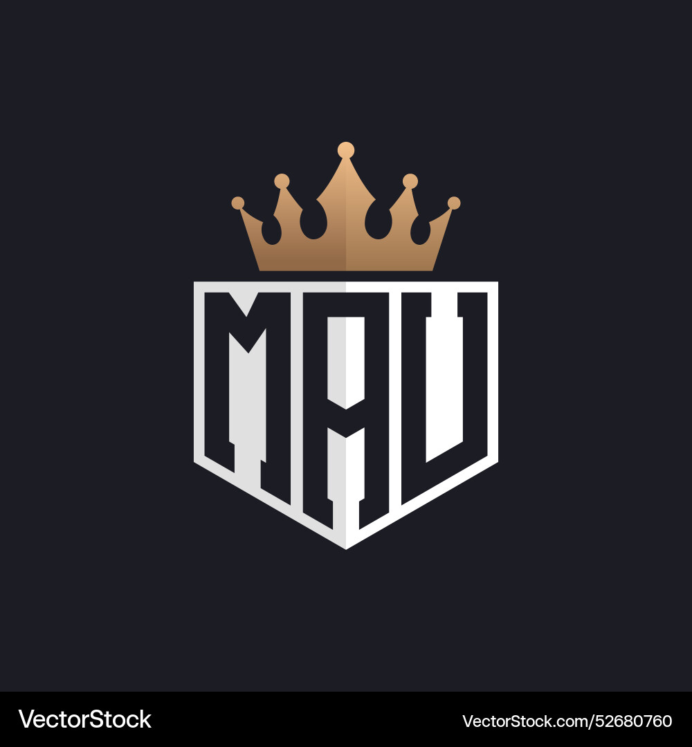 Luxury mau logo with crown elegant initials Vector Image