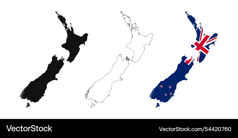 Maps of new zealand set Royalty Free Vector Image
