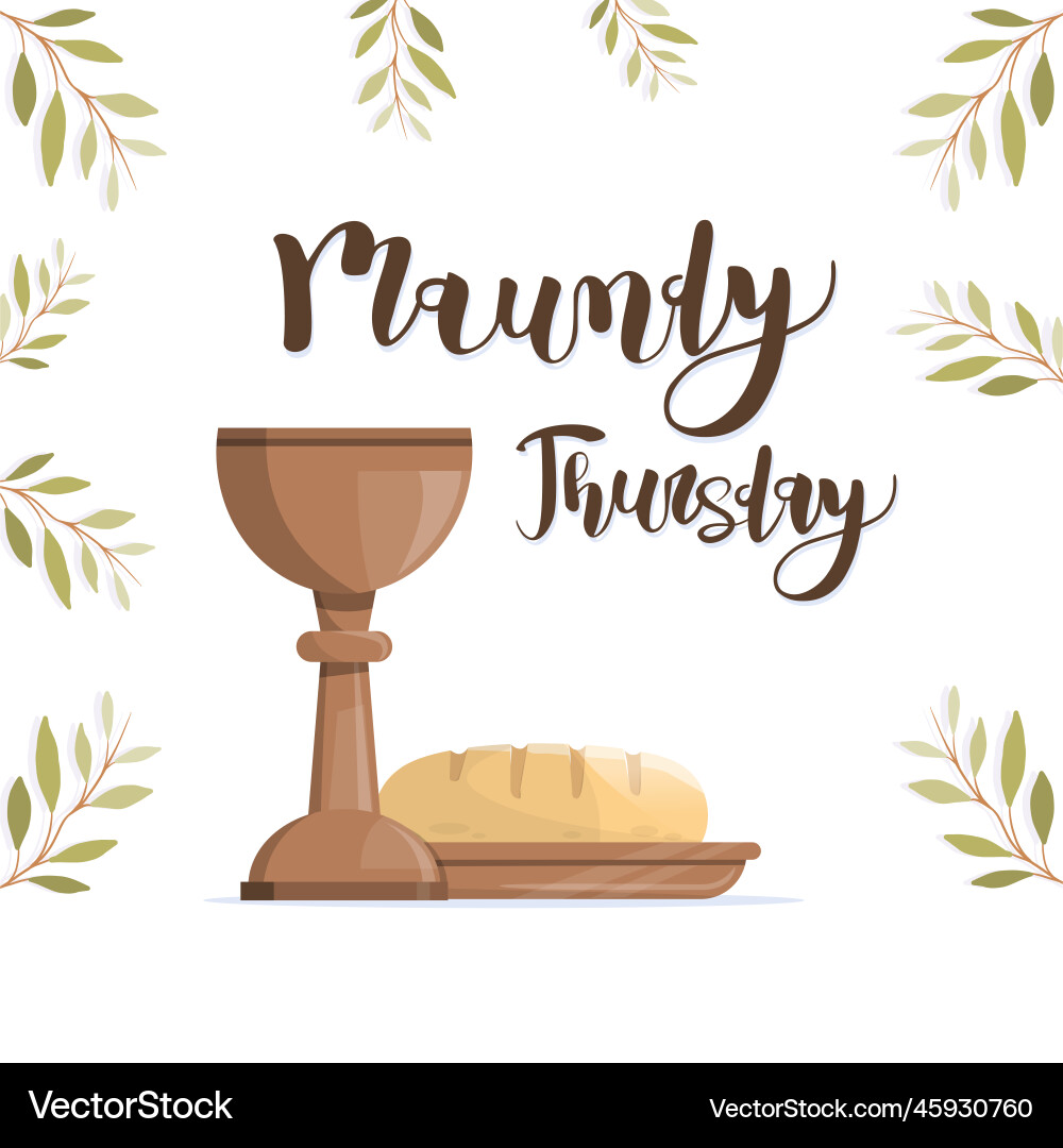 Maundy thursday banner with chalice and bread Vector Image