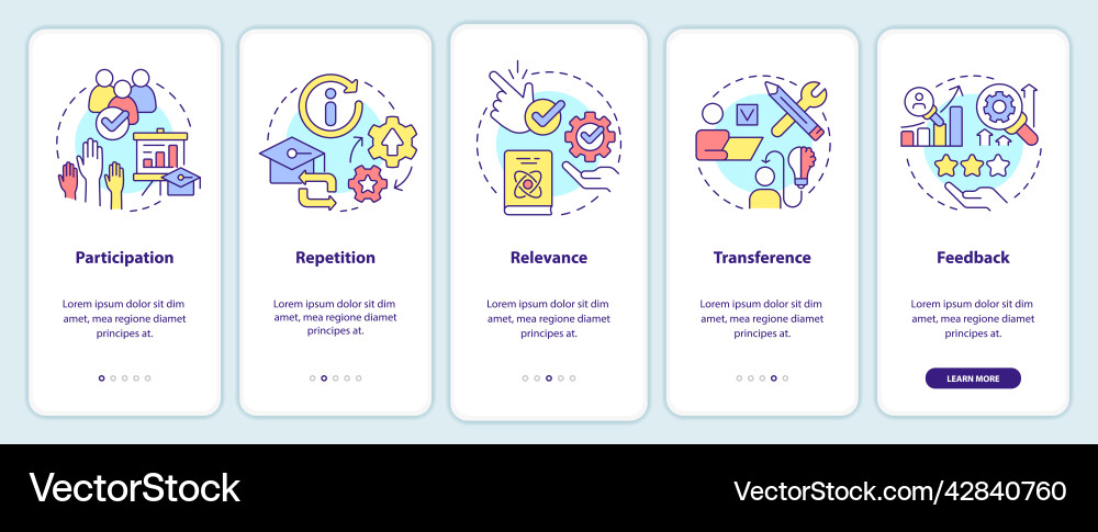 Principles of learning for students onboarding Vector Image