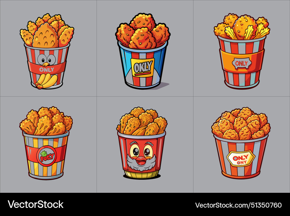 Print fry chicken Royalty Free Vector Image - VectorStock