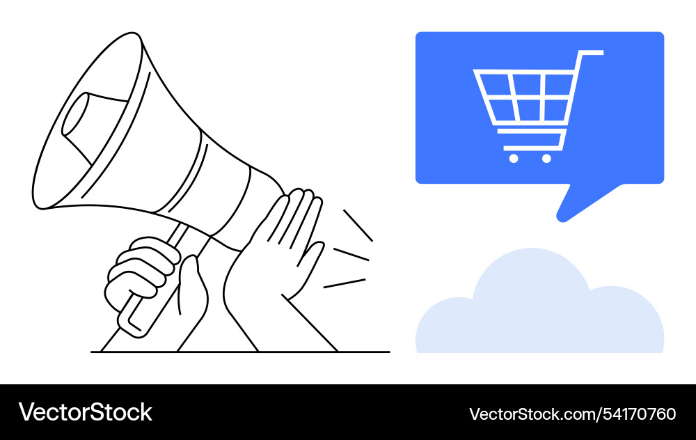 Promotional announcement with megaphone Royalty Free Vector