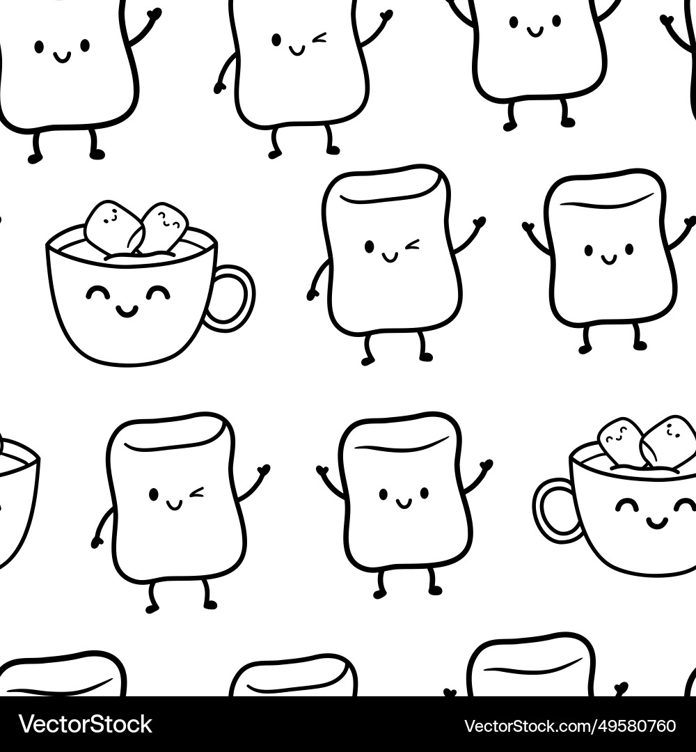 Seamless pattern with cute marshmallow Royalty Free Vector