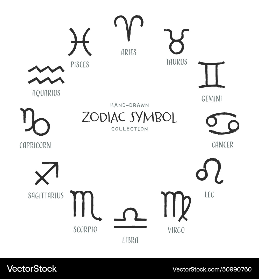 Set Of Twelve Black And White Hand Drawn Symbols Vector Image