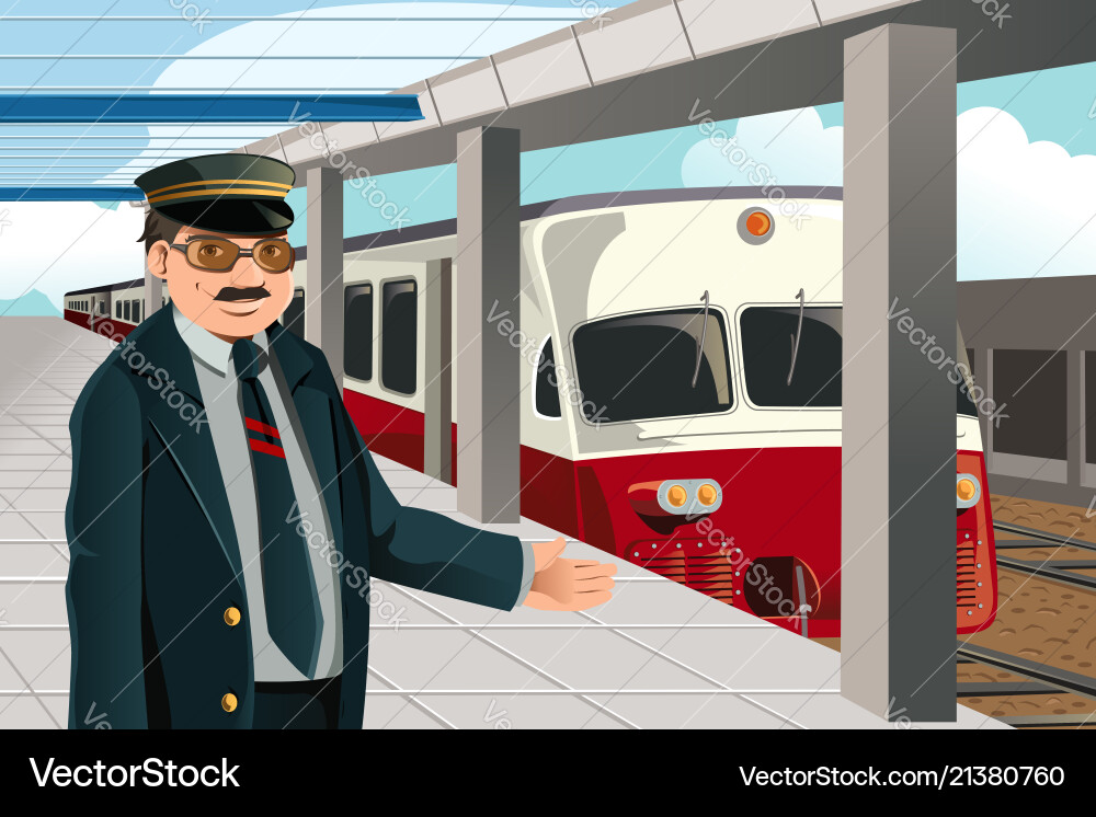 Train conductor Royalty Free Vector Image - VectorStock