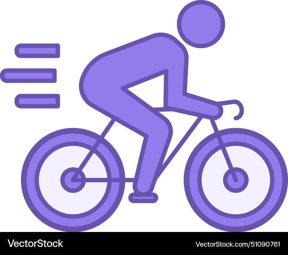 Colored cycling icon of a man riding fast Vector Image