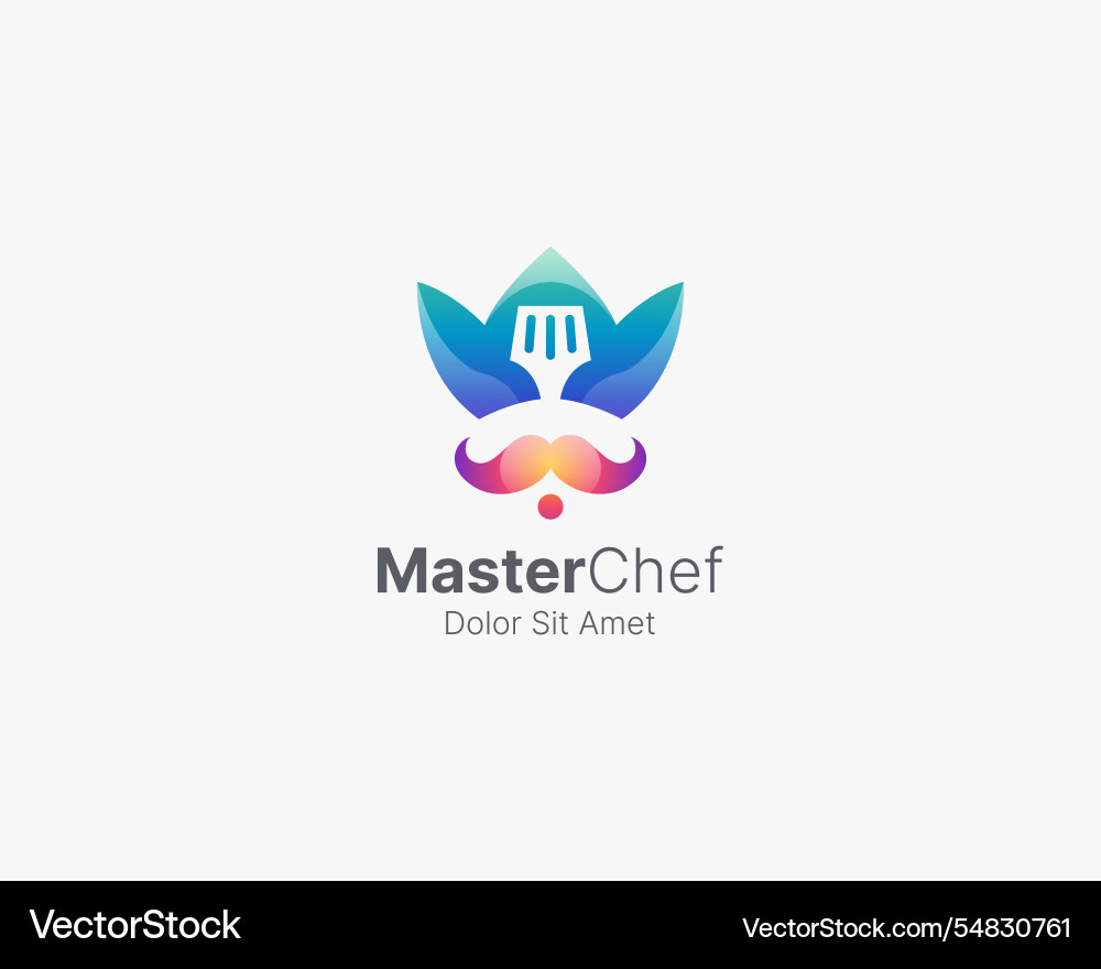 Colorful crown or hat chef with spatula logo Vector Image