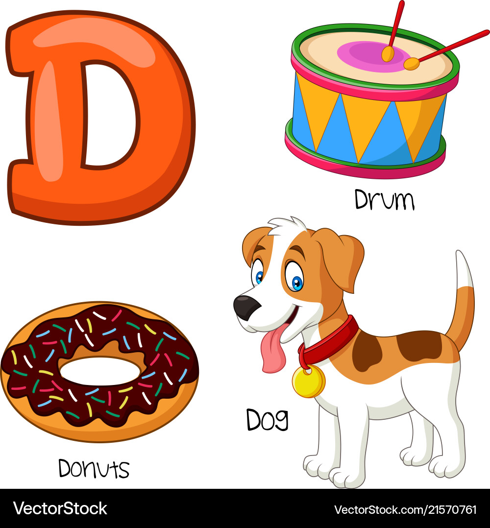 D Alphabet Cartoon Royalty Free Vector Image - VectorStock