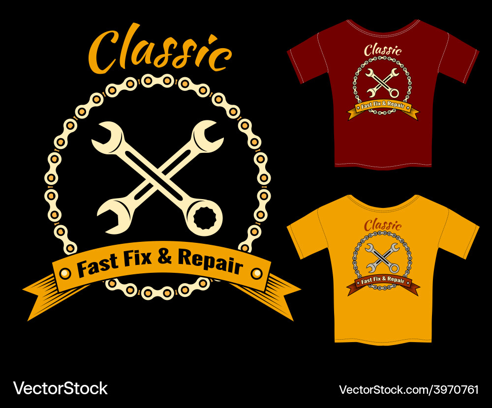 Fix and repair t-shirt template design Royalty Free Vector