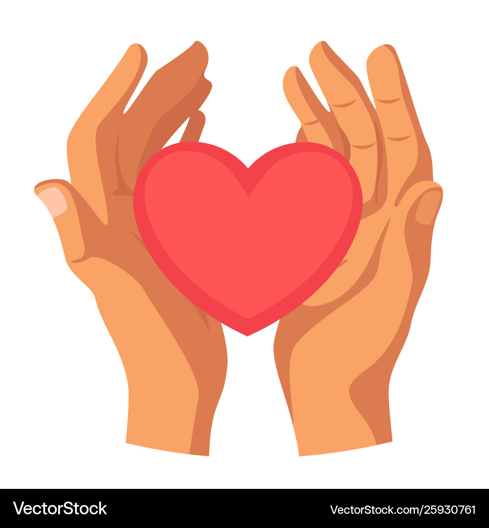 Hands holding heart flat Royalty Free Vector Image