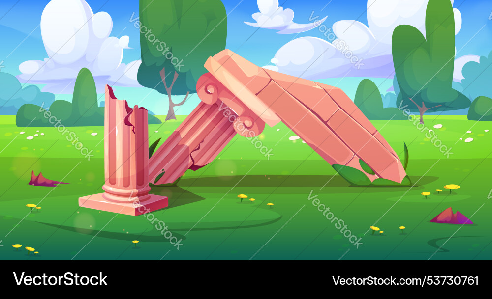 Historical landscape with ancient column ruins Vector Image