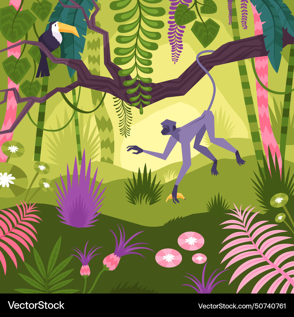 Jungle landscape background Royalty Free Vector Image