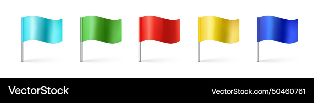 Rectangle flags set icons of pointer map tag Vector Image