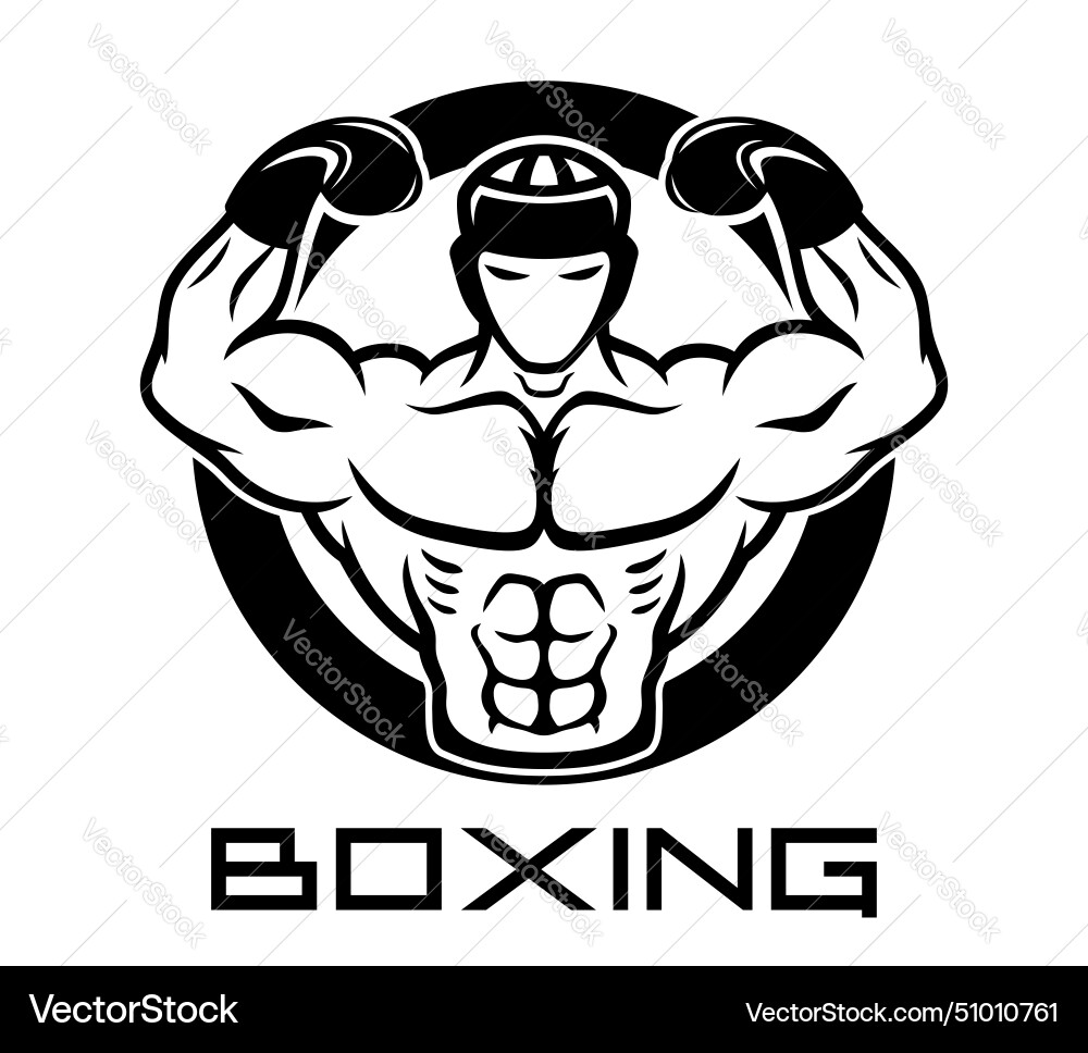 Round icon with boxer Royalty Free Vector Image