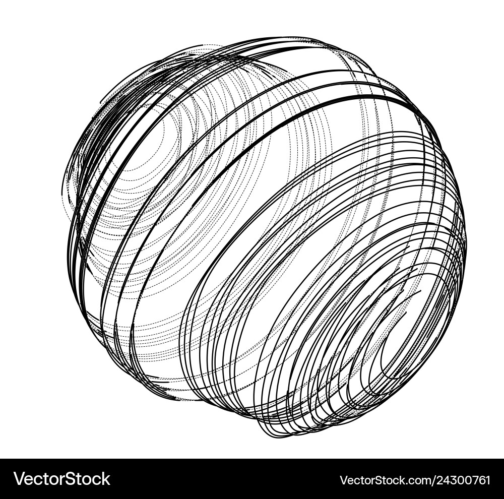 Sphere of spirals outline Royalty Free Vector Image